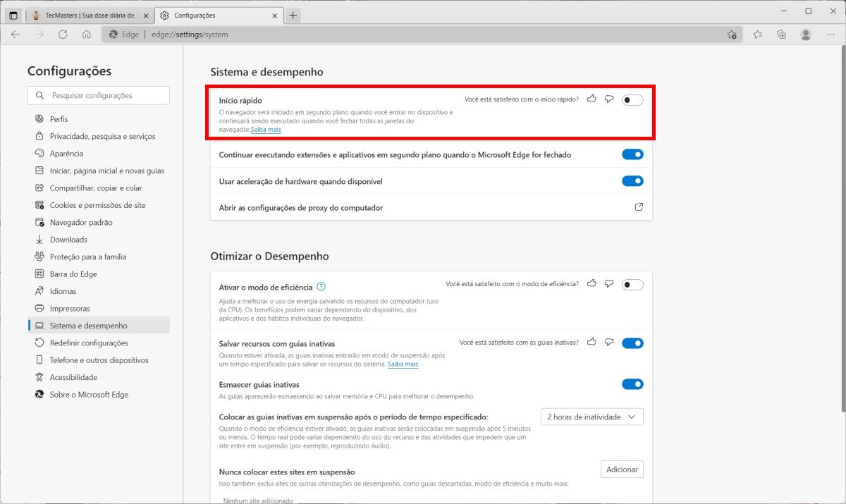 Microsoft Edge: como ativar ou desativar o "Início rápido"